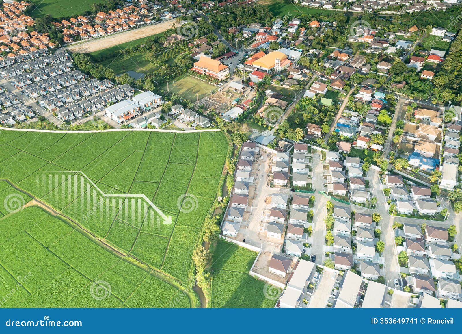 Land and Concept of Value To Decrease, Reduction or Low Stock Image ...