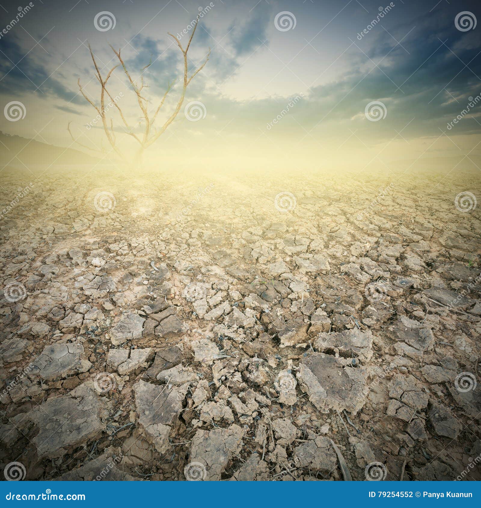 Land and Cracked Earth with Dramatic Sky Over Cracked Earth. Stock ...