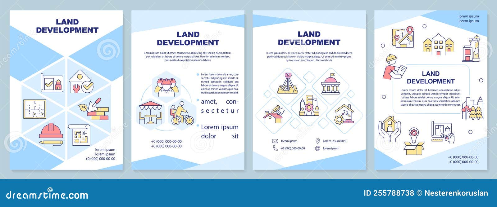 Land Development Blue Brochure Template Stock Vector - Illustration of ...