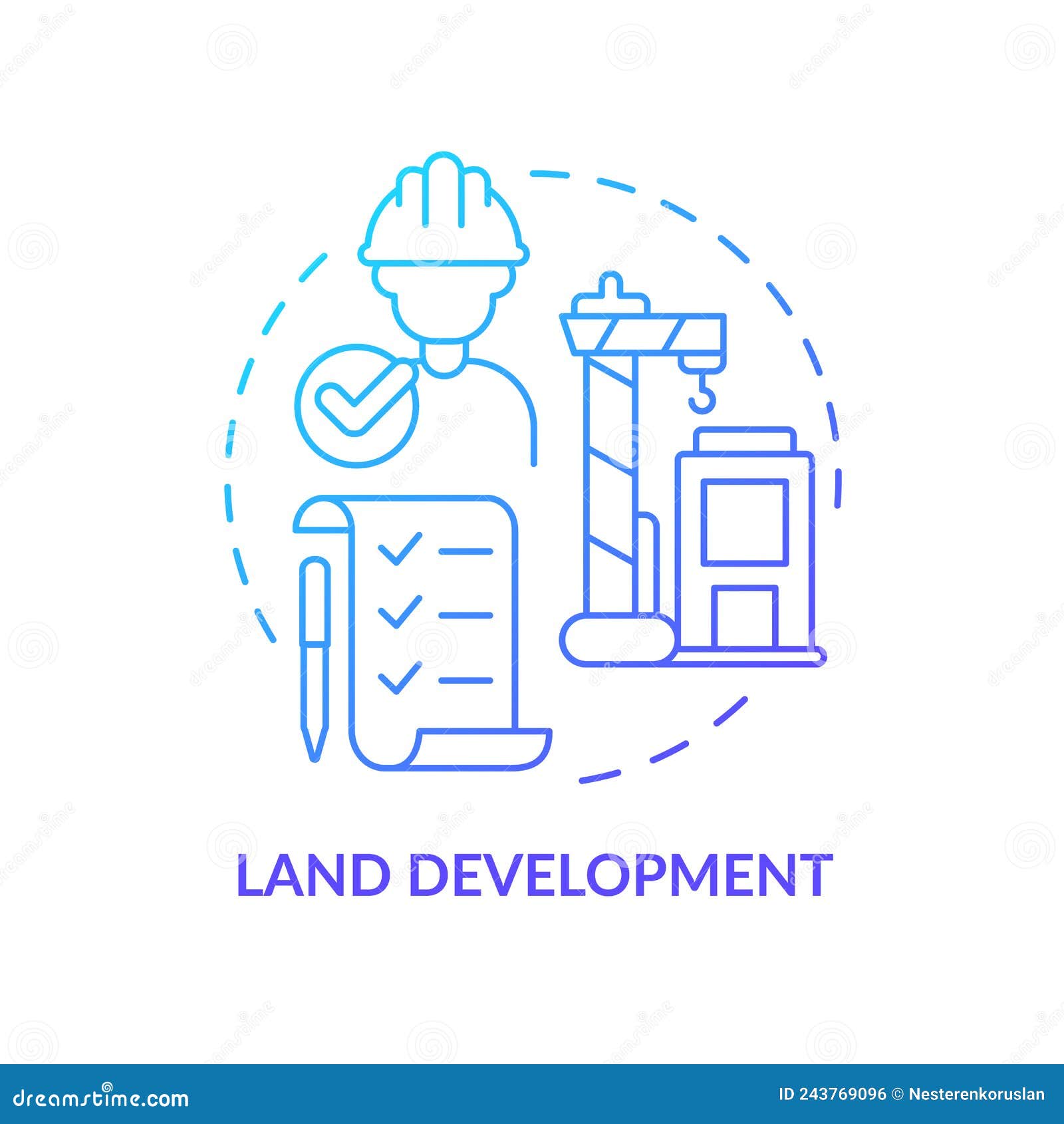 Land Development Blue Gradient Concept Icon Stock Vector - Illustration ...