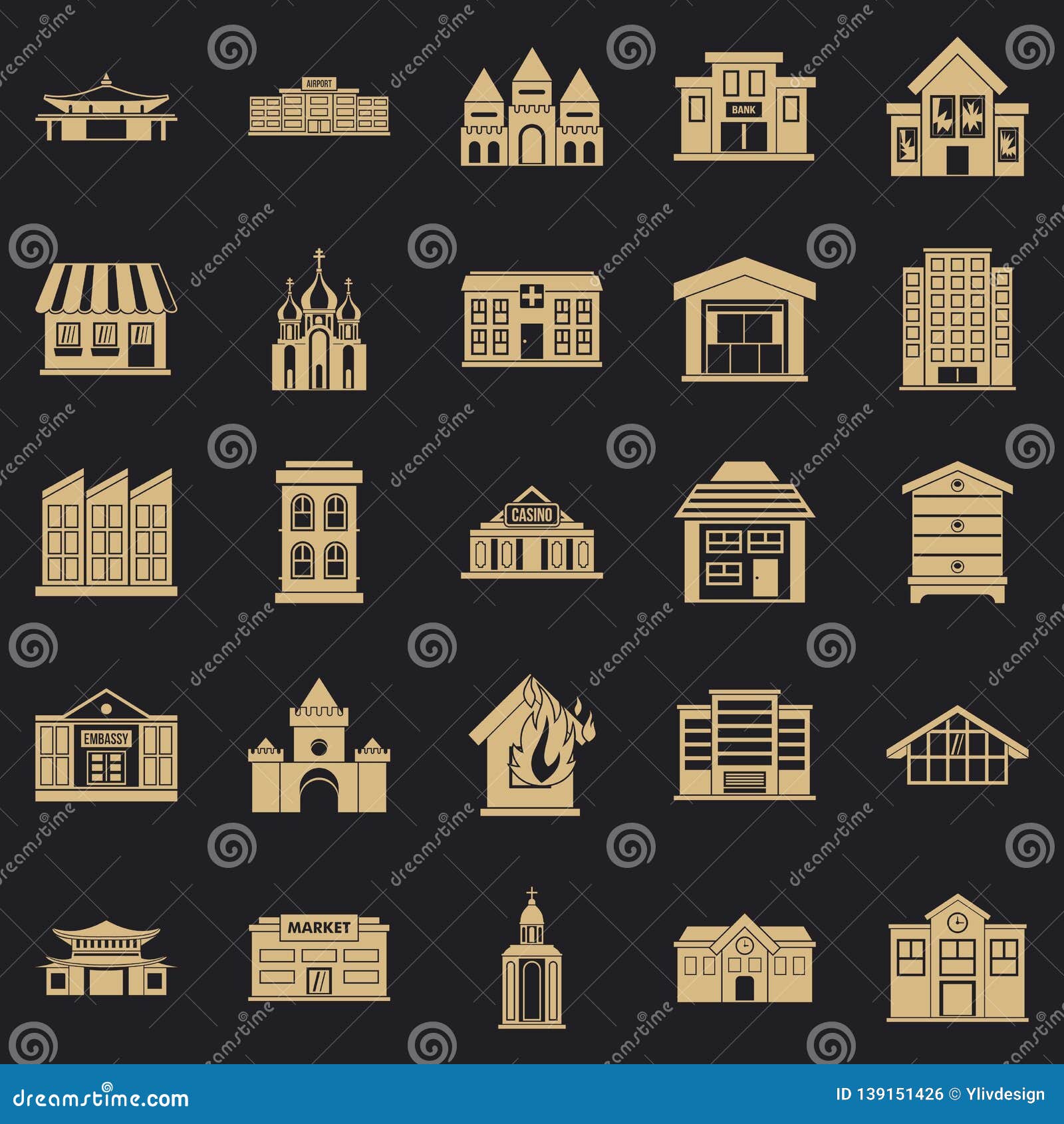 Land Development Icons Set, Simple Style Stock Vector - Illustration of ...