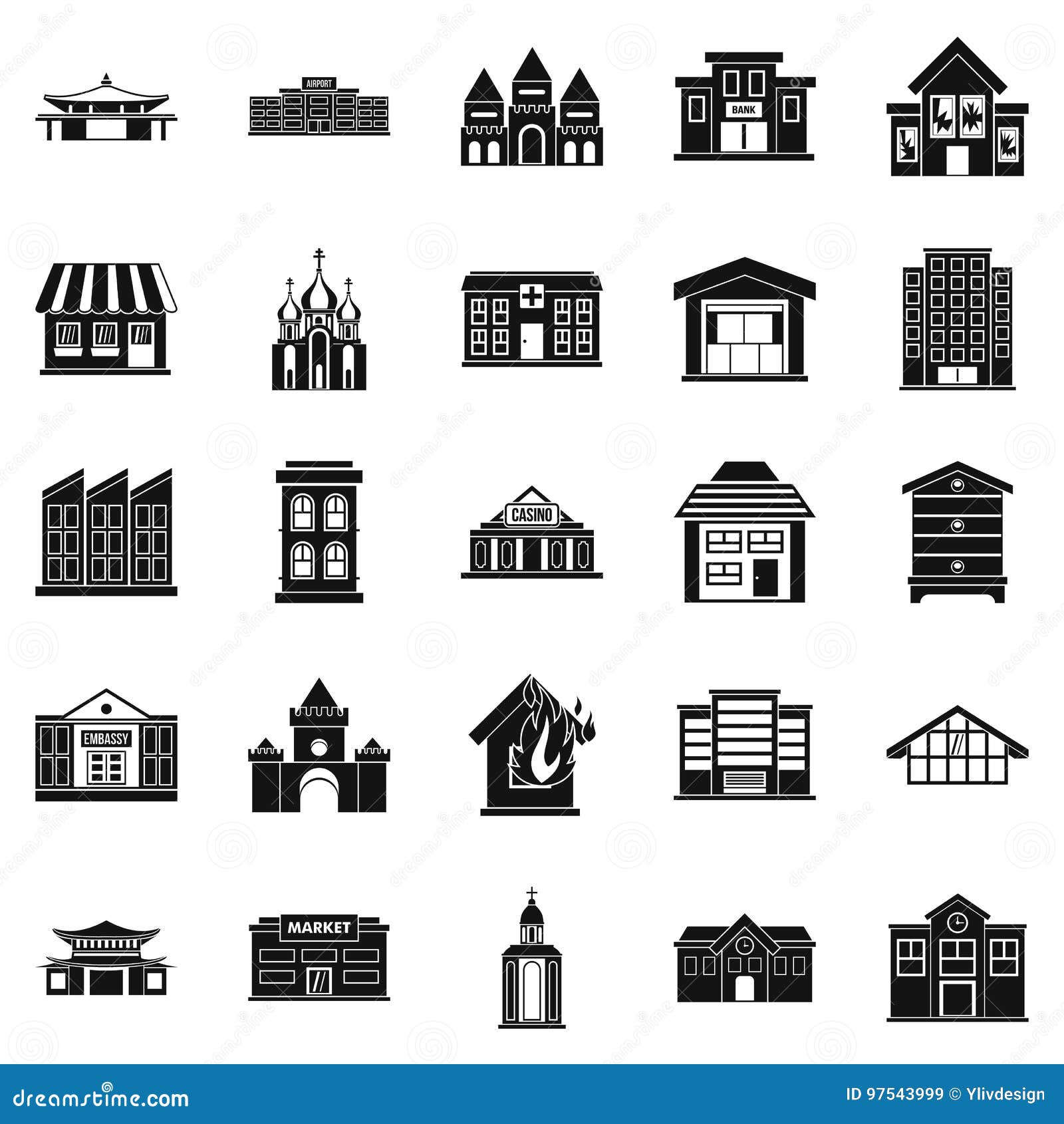 Land Development Icons Set, Simple Style Stock Vector - Illustration of ...