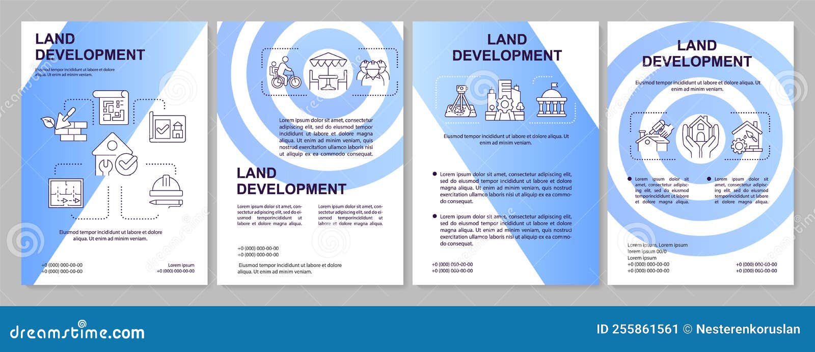 Land Development Process Blue Gradient Brochure Template Stock Vector ...