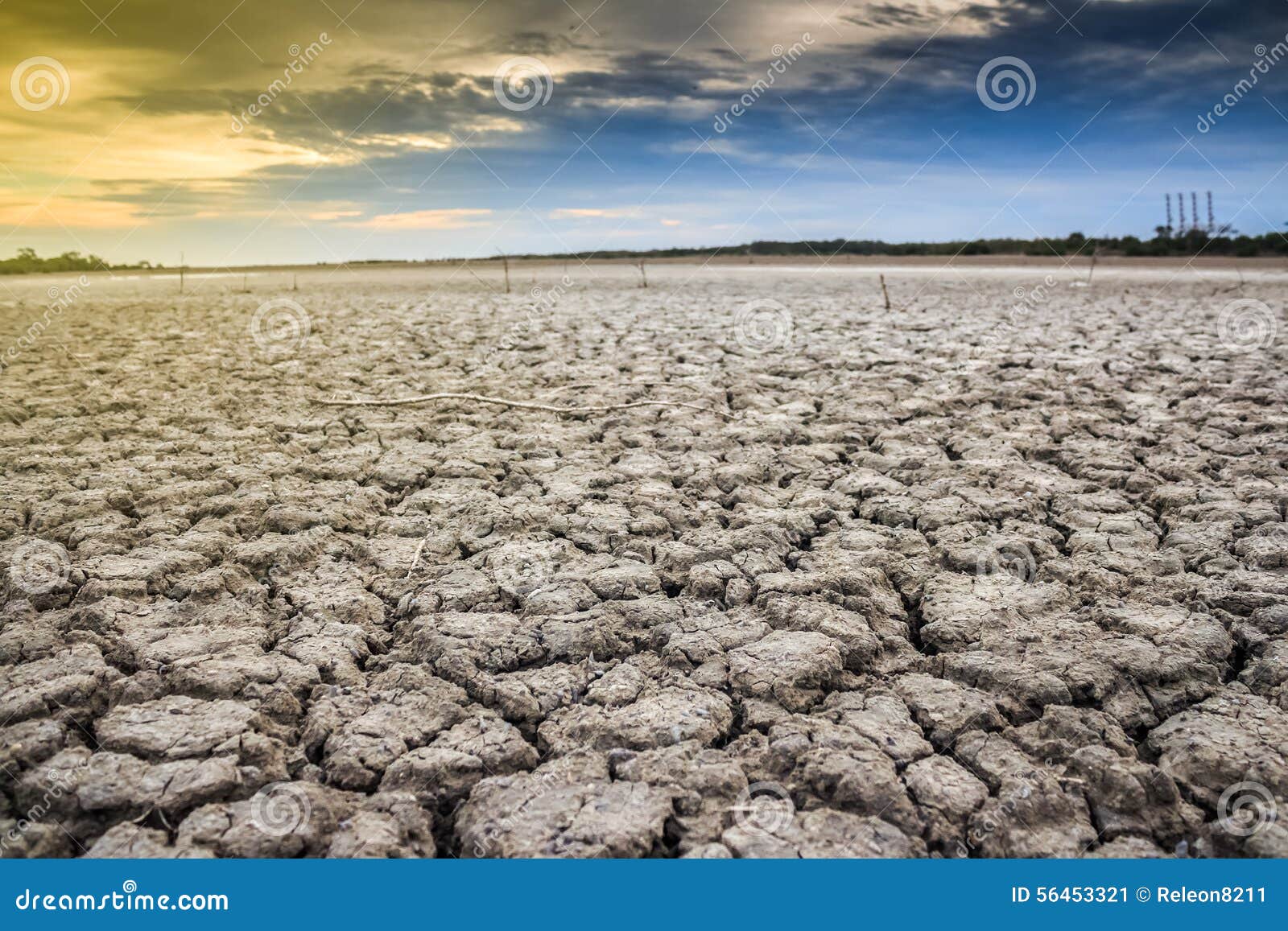 Land with Dry and Cracked Ground. Desert Stock Image - Image of dryness ...