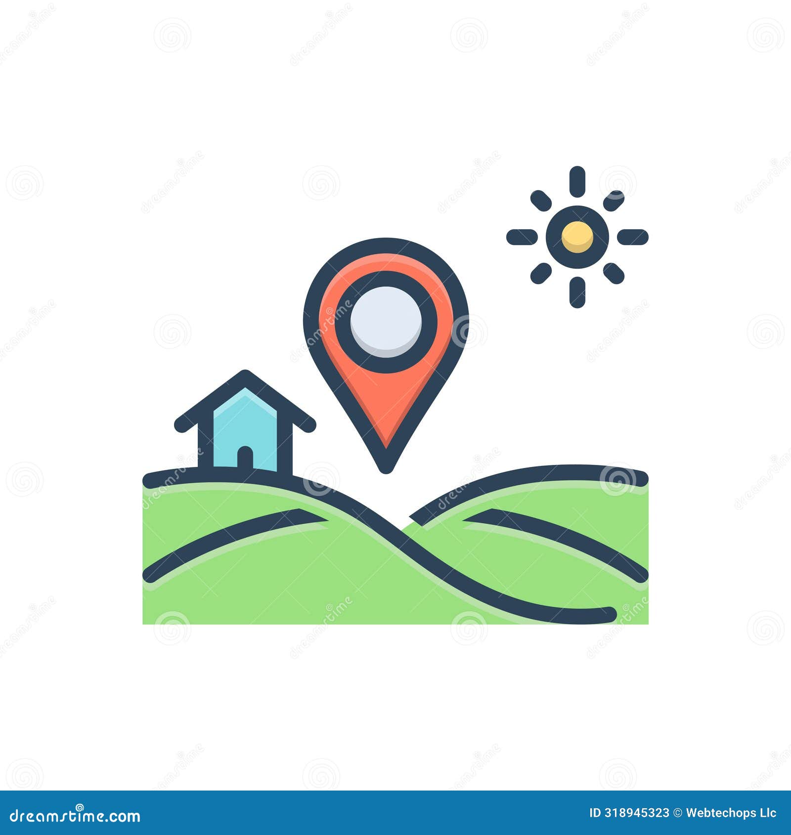 Color Illustration Icon for Land, Ground and Village Stock Vector ...