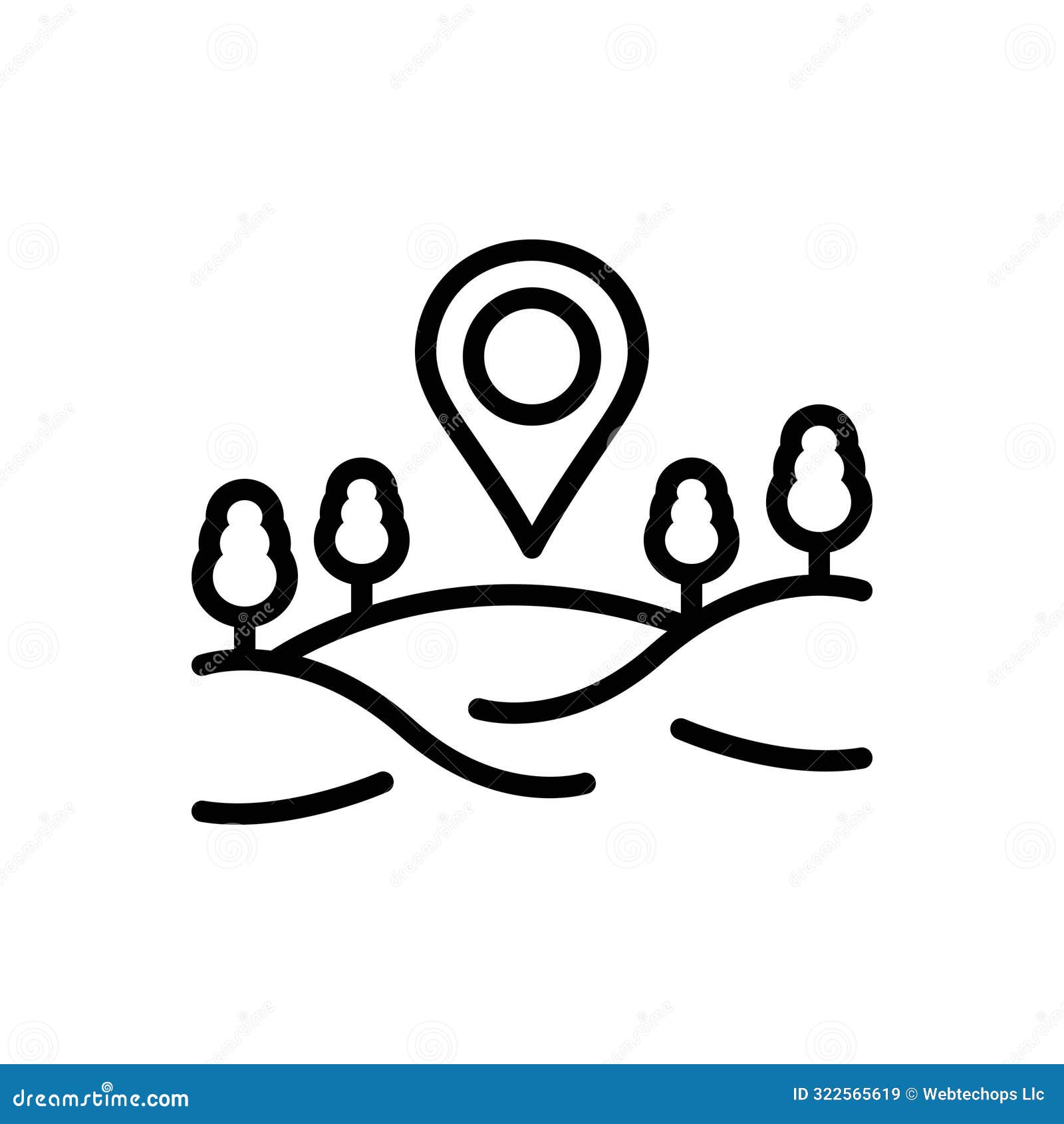 Black Line Icon for Land, Location and Field Stock Vector ...