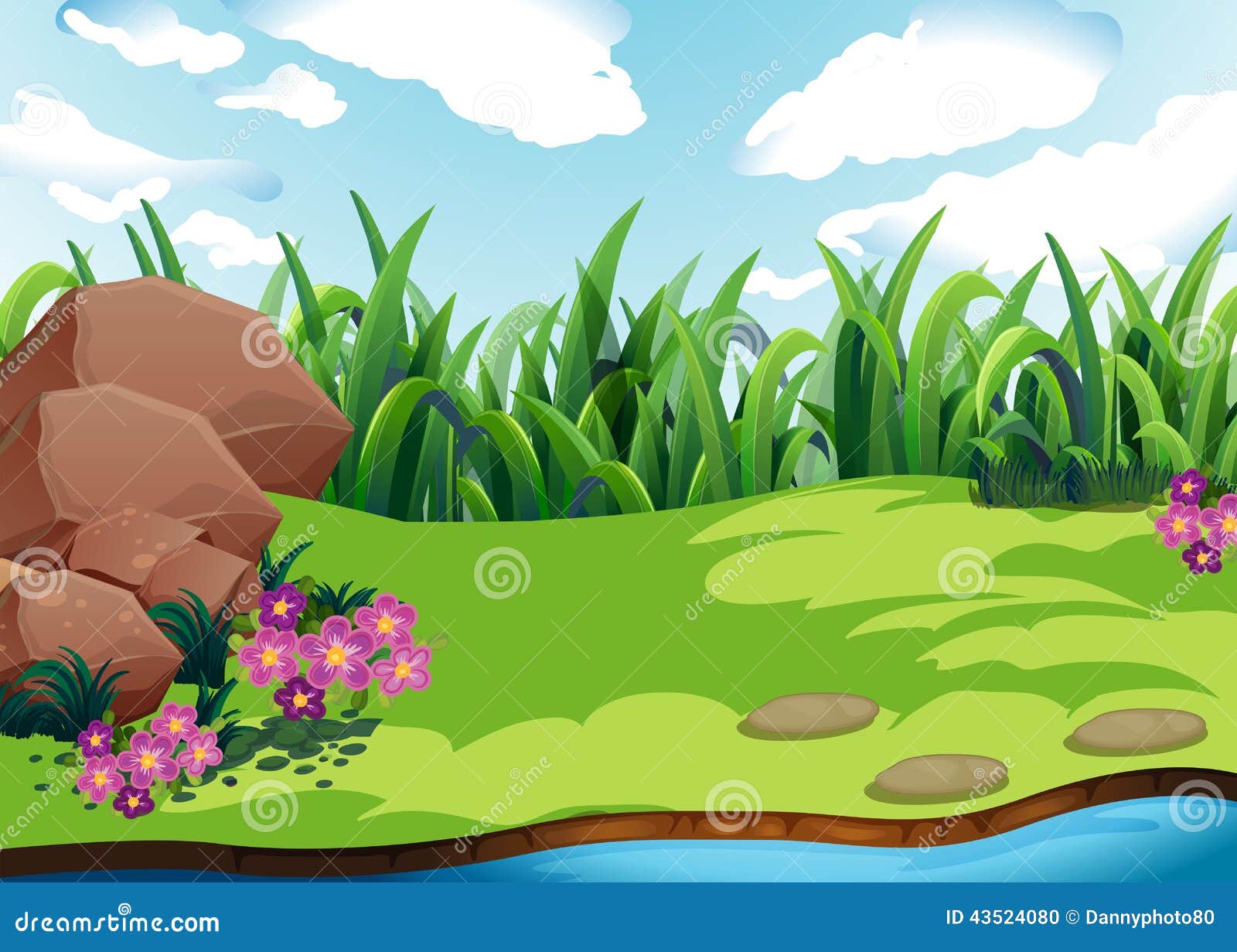 Land stock vector. Illustration of clouds, scenery, land - 43524080