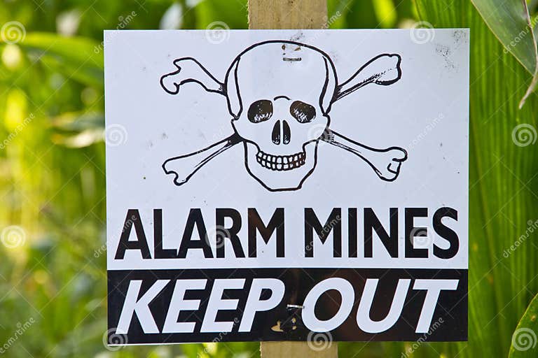 Land Mine Warning Sign stock photo. Image of caution - 21813014