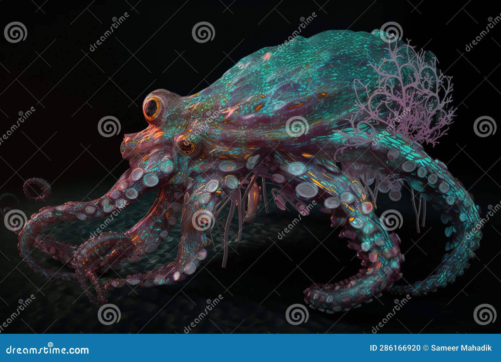 A Land Octopus with Chameleon Like Color Changing. Generative AI Stock ...