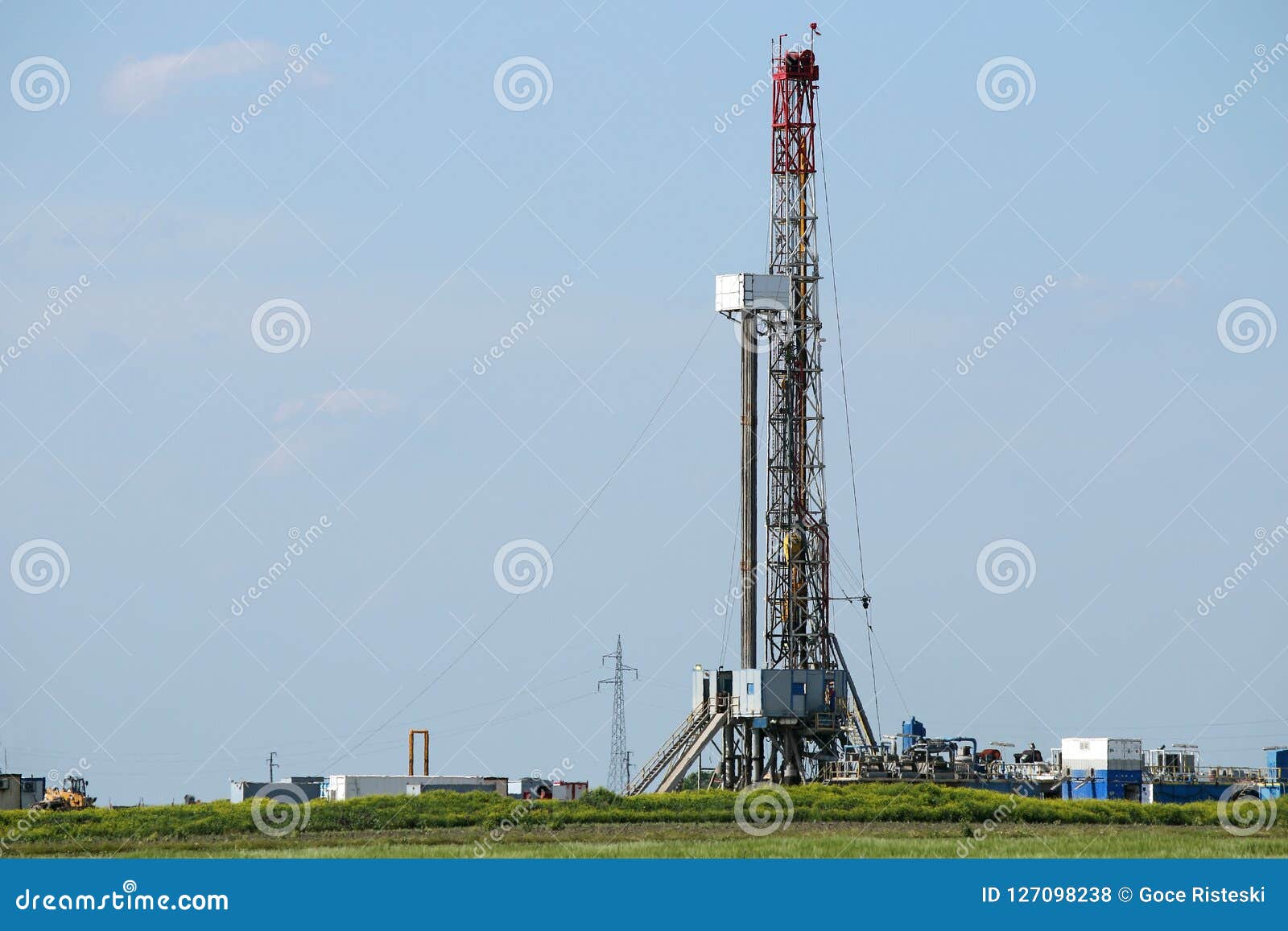 Land Oil Drilling Rig on Field Stock Photo - Image of technology ...