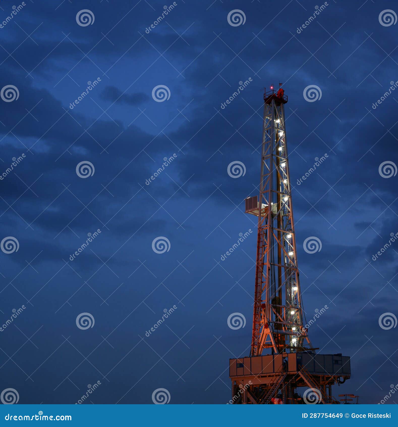 Land Oil Drilling Rig Twilight Time Stock Image - Image of blue, night ...