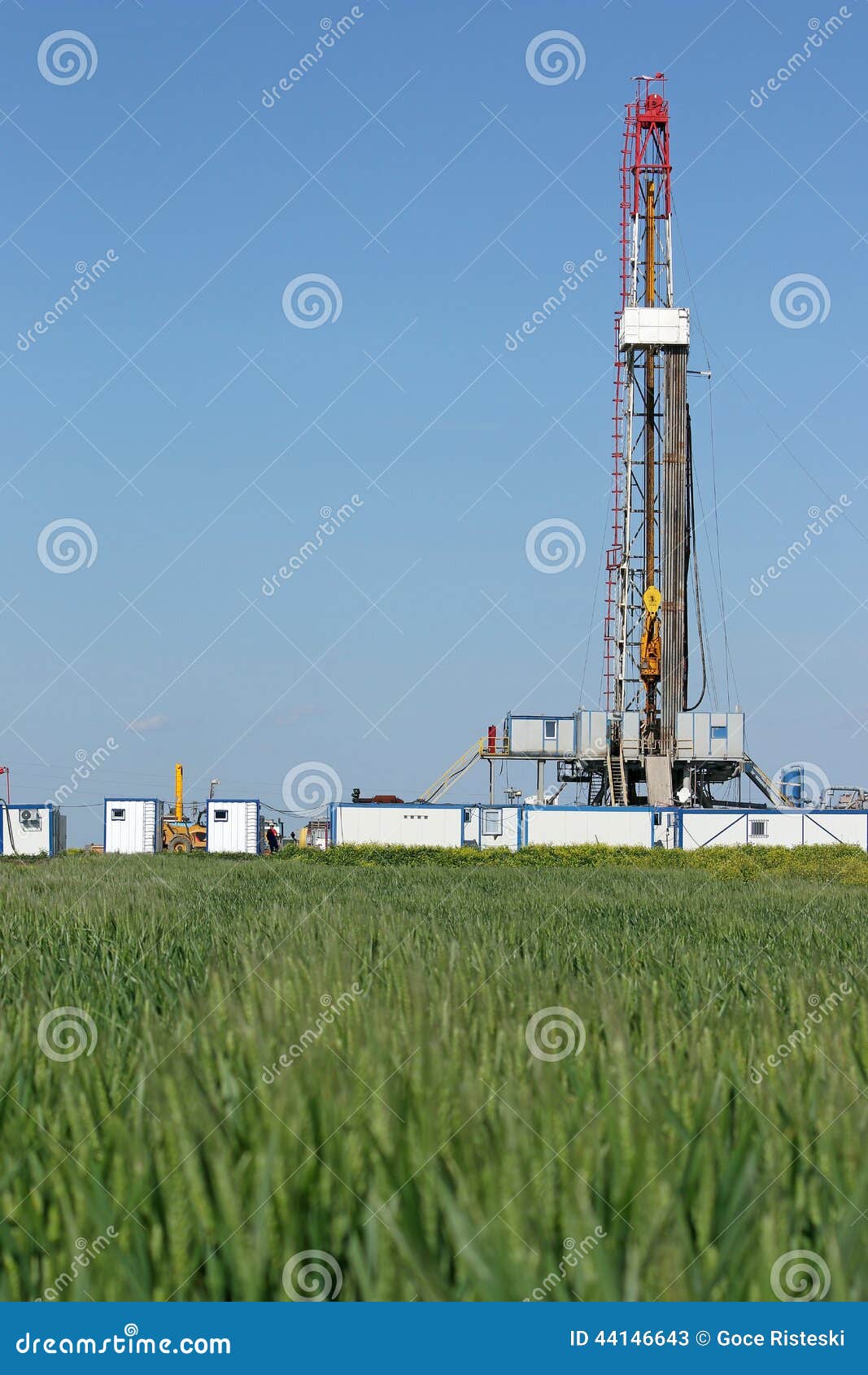 Land Oil Drilling Rig on Wheat Field Stock Image - Image of machine ...