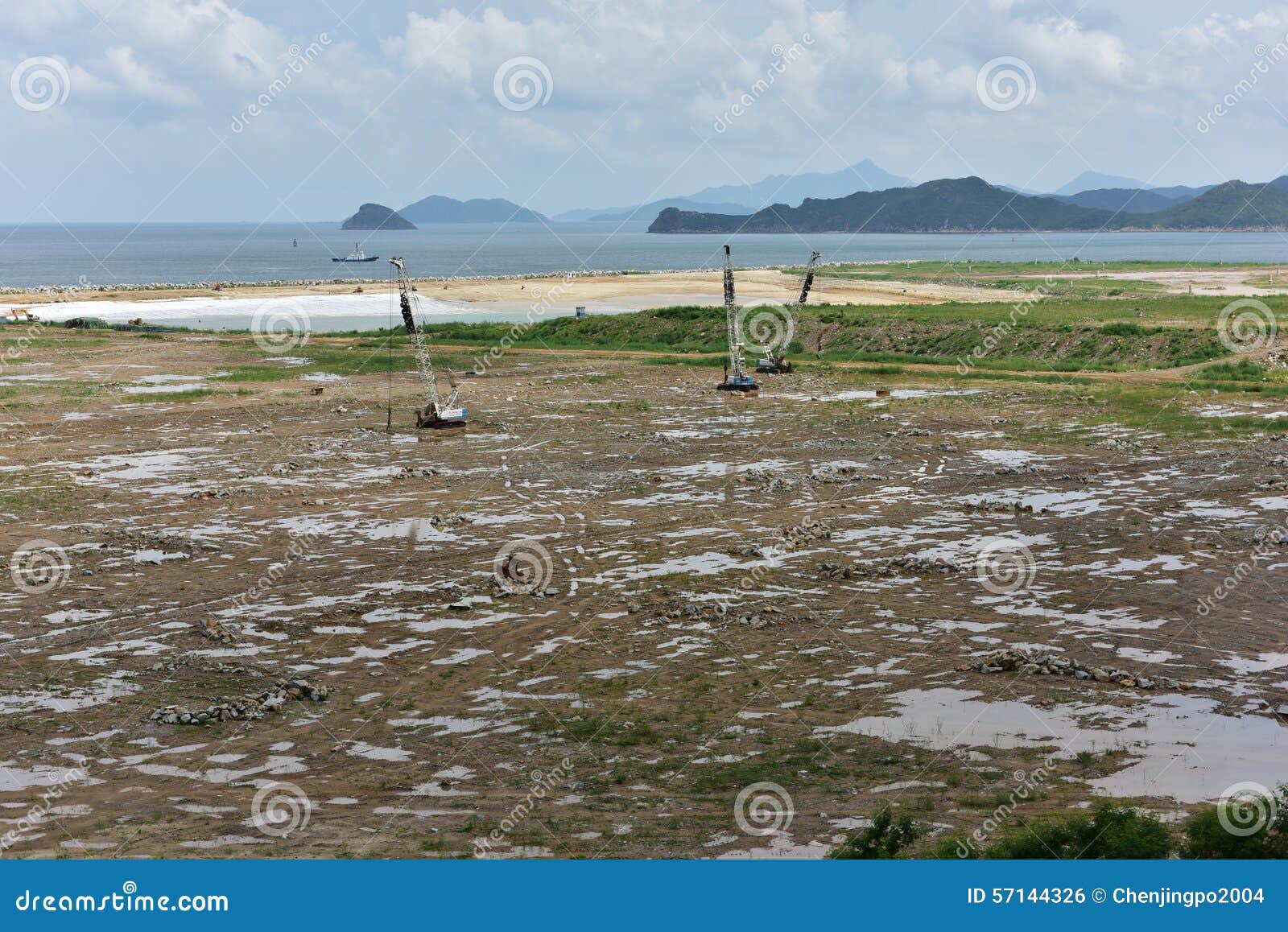 Land reclamation stock photo. Image of coast, building - 57144326