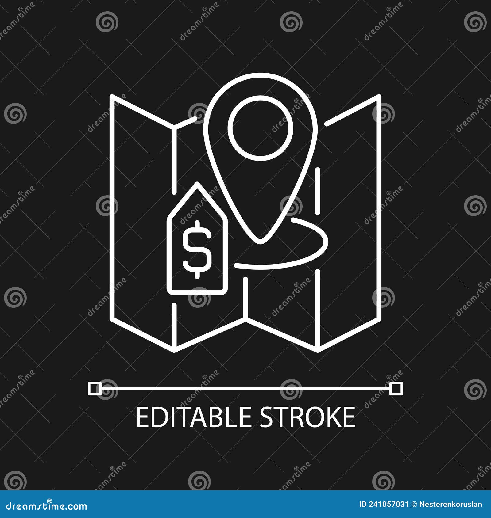 Land Selling White Linear Icon for Dark Theme Stock Vector ...