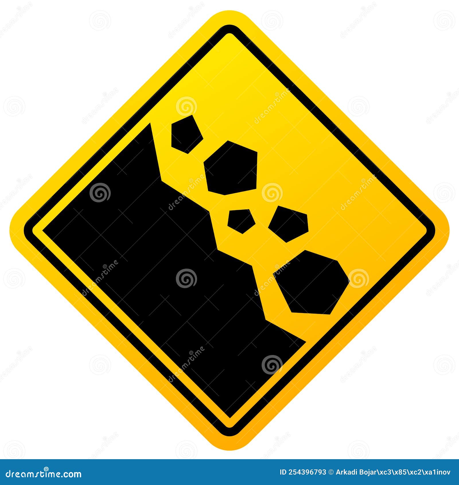 Land slide warning sign stock vector. Illustration of graphic - 254396793