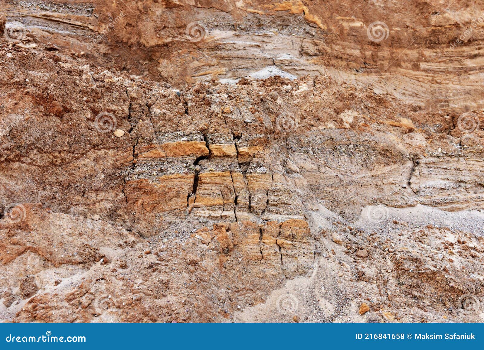 Land Structure In Open Pit Mining. Ground Background In Quarry. Rock ...
