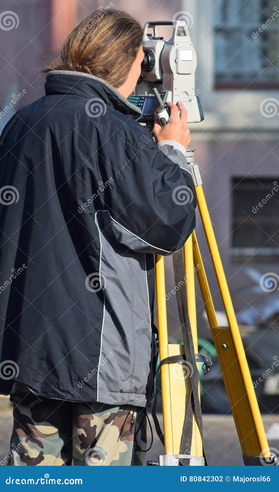 Land Surveyor at the Road Construction Editorial Photography - Image of ...