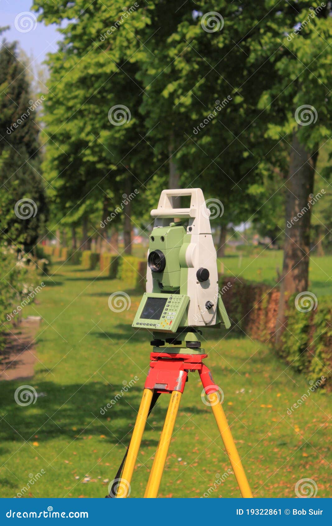 Land Surveyor Total Station on Tripod Stock Image - Image of outdoors ...