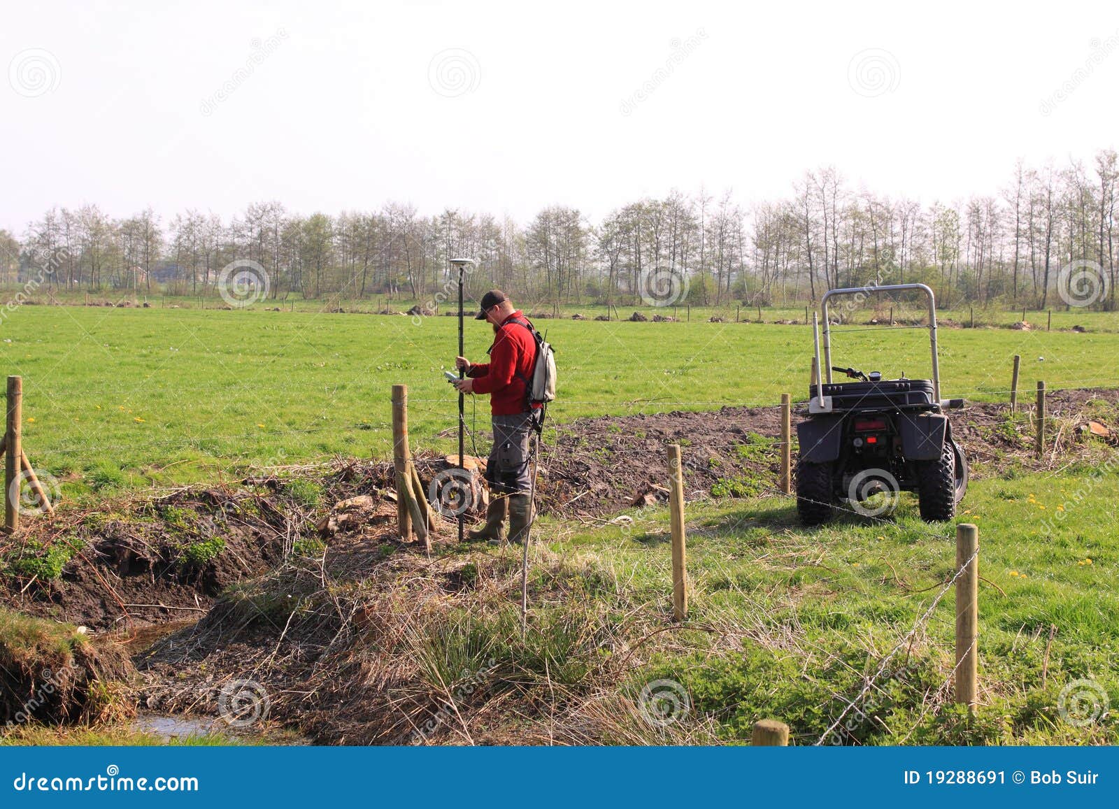 Land Surveyor at Work with Gps Stock Image - Image of measurement ...