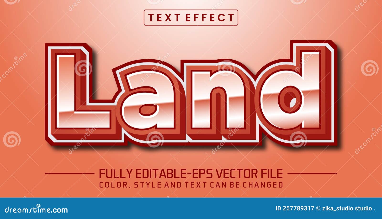 Land Text Editable Style Effect Stock Vector - Illustration of typeface ...