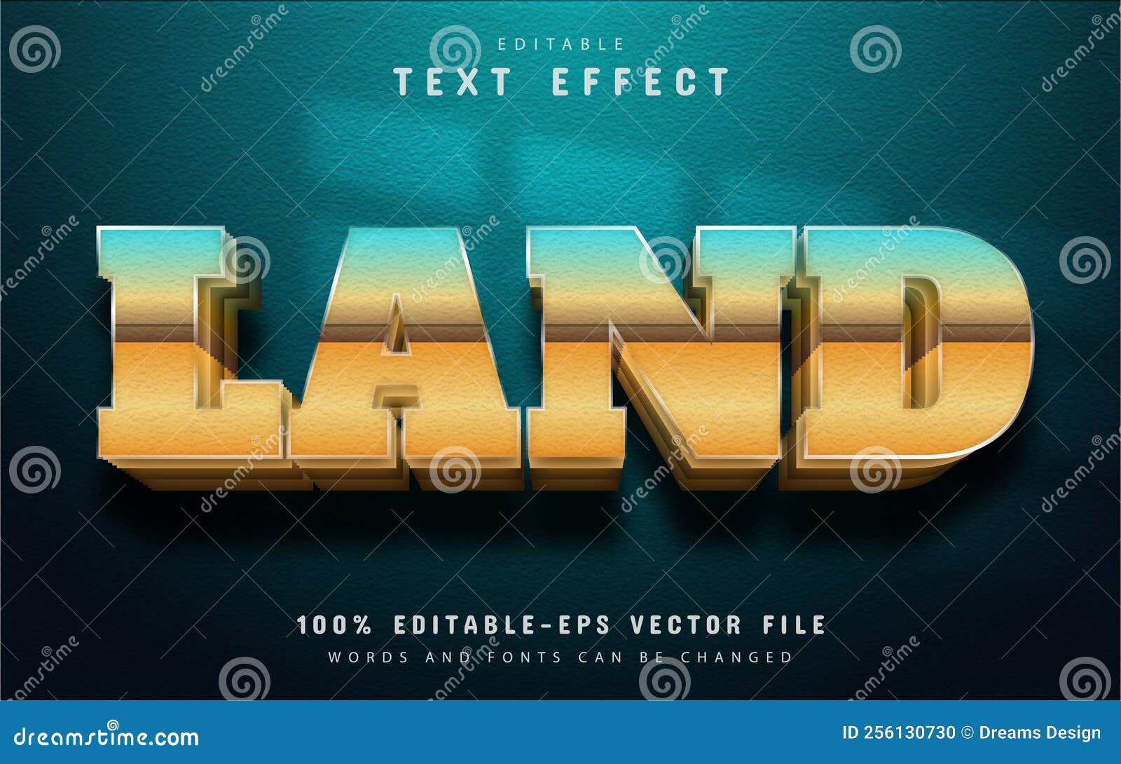 Land Text Effect with Gradient Stock Vector - Illustration of text ...