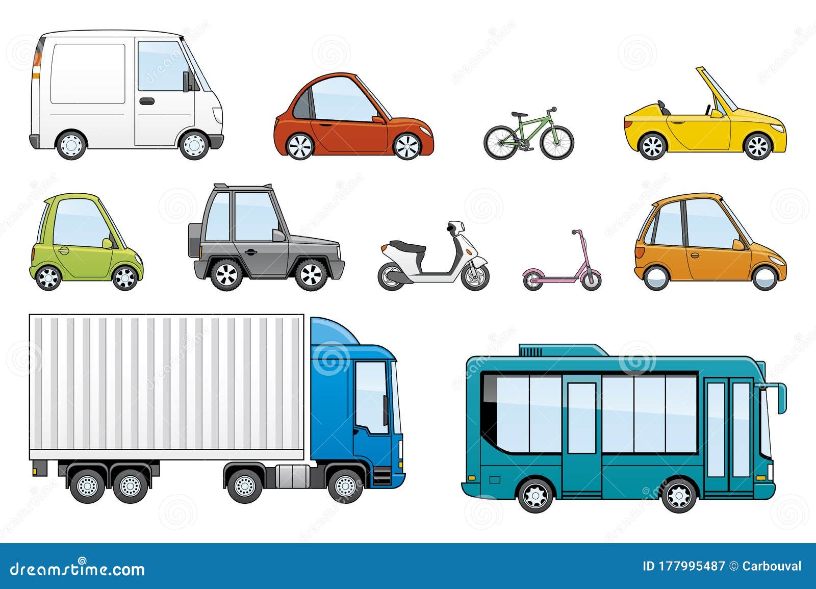 Land vehicles set stock vector. Illustration of profile - 177995487