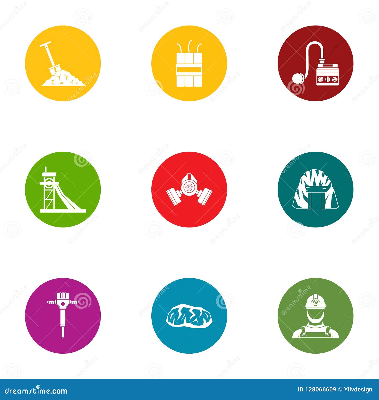 Land Work Icons Set, Flat Style Stock Vector - Illustration of digger ... Land Work Icons Set, Flat Style Stock Vector - Illustration of digger ...