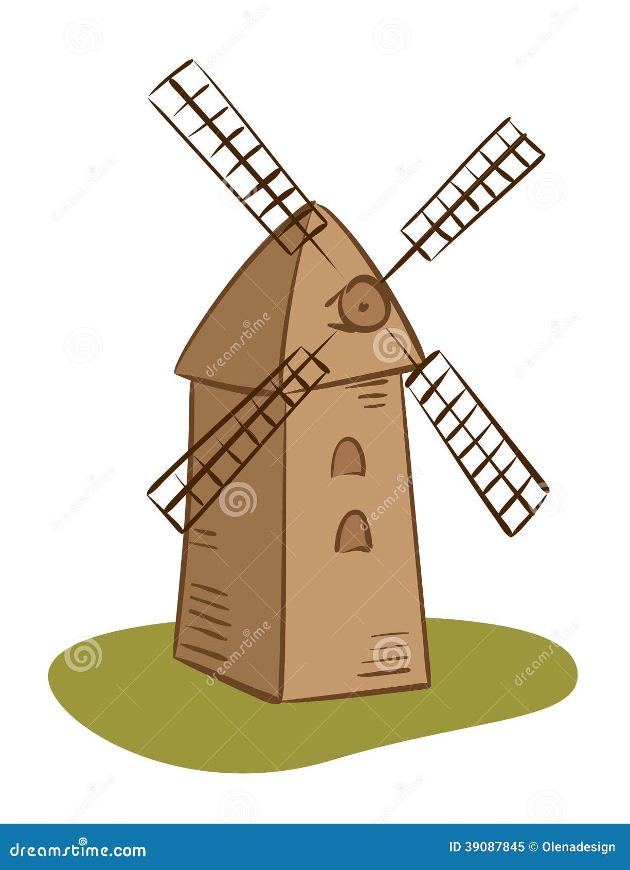 Landelijke Molen - Illustratie Vector Illustratie - Illustration of ...