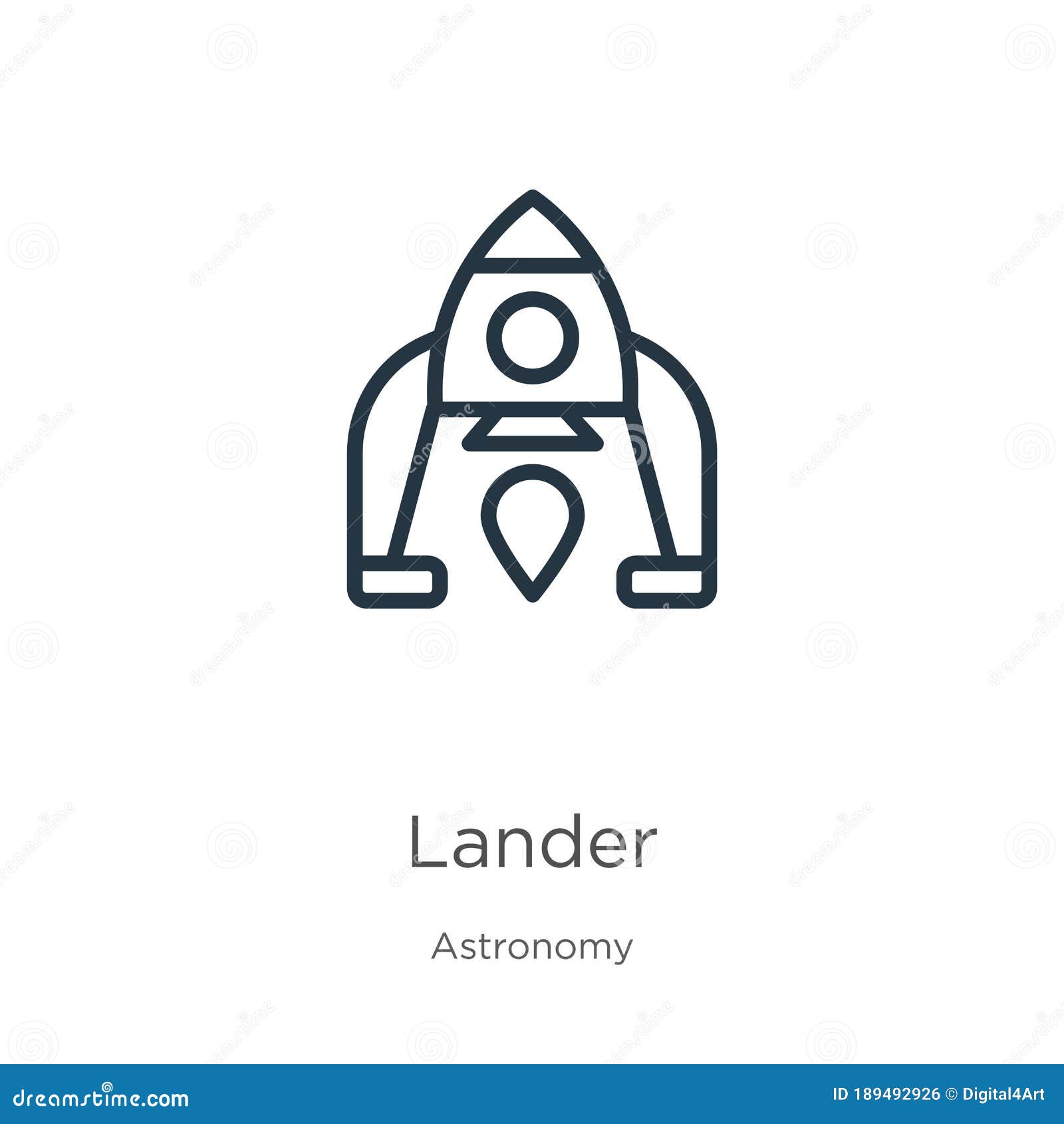 Lander Icon. Thin Linear Lander Outline Icon Isolated on White ...