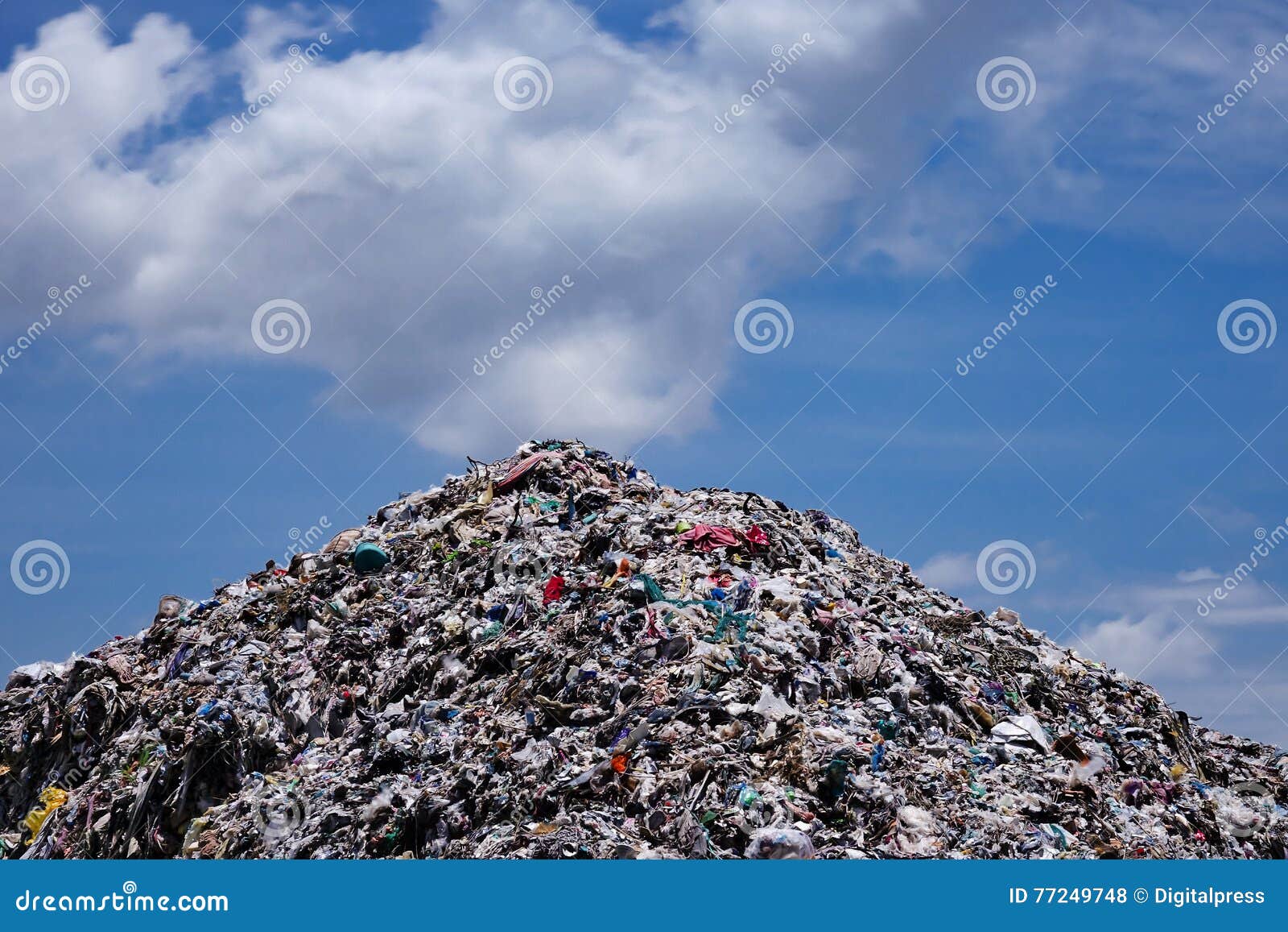 Landfill with Blue Sky and Cumulus Clouds Stock Photo - Image of trash ...