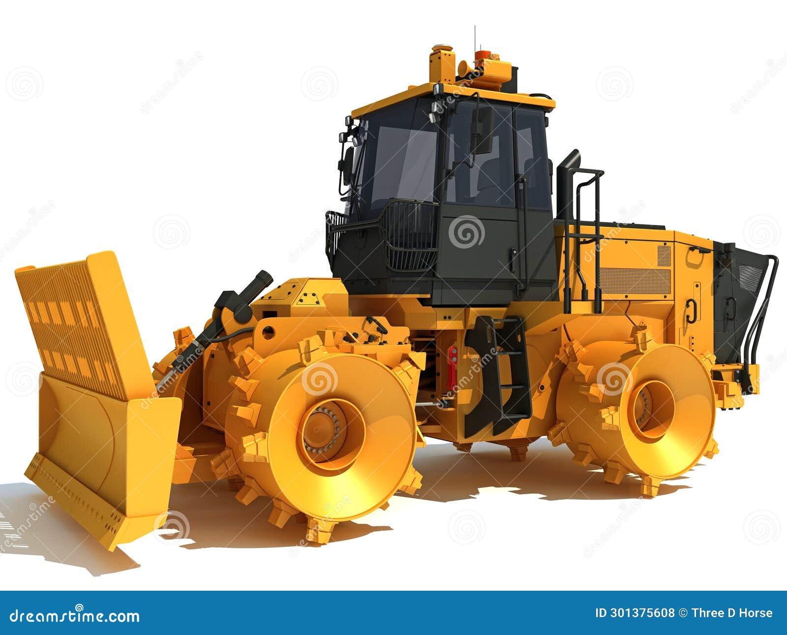 Landfill Compactor 3D Rendering on White Background Stock Illustration ...