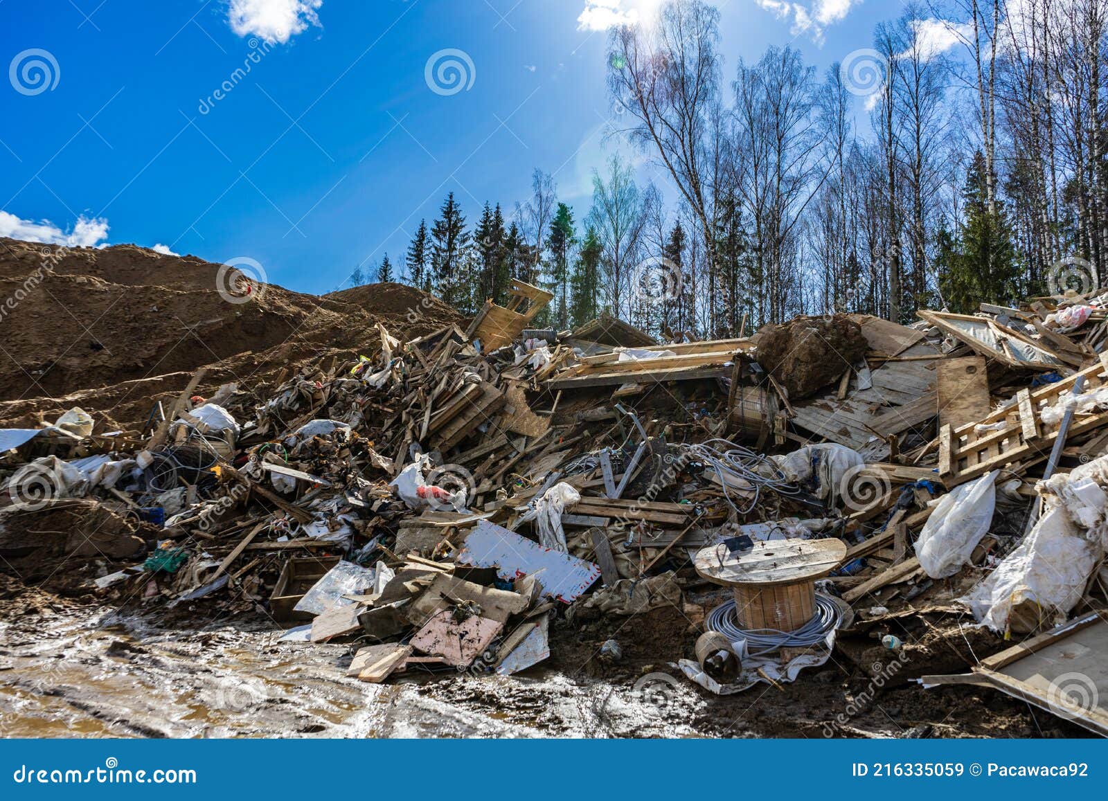 Landfill Of Construction Waste And Garbage In Nature. Environmental ...