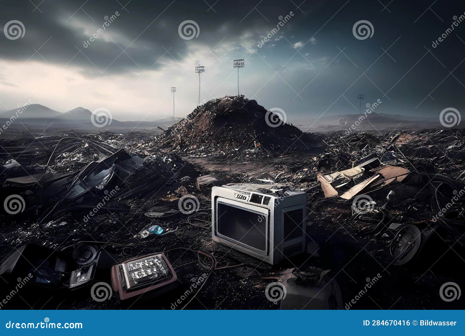 Electric Waste. Pile Of Waste Smells Ugly And Started Decompose. Waste ...