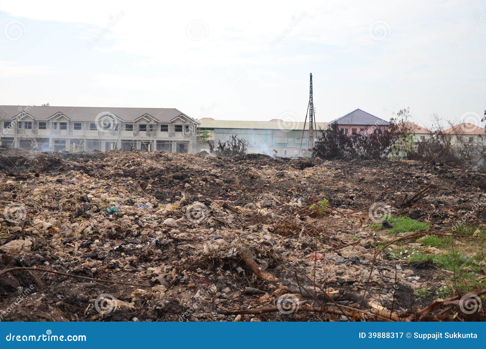 Landfill fire in Thailand editorial photography. Image of household ...