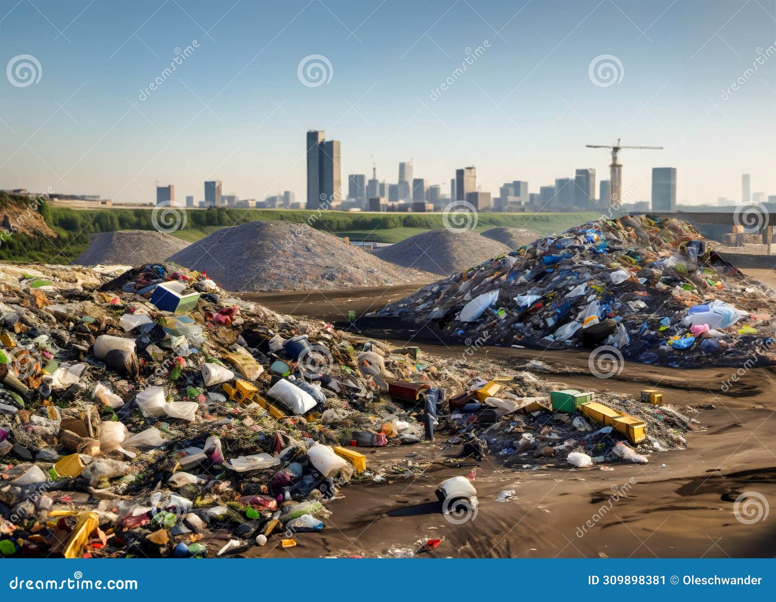 Landfill with Garbage Piles in Trash Dump. Stock Illustration ...