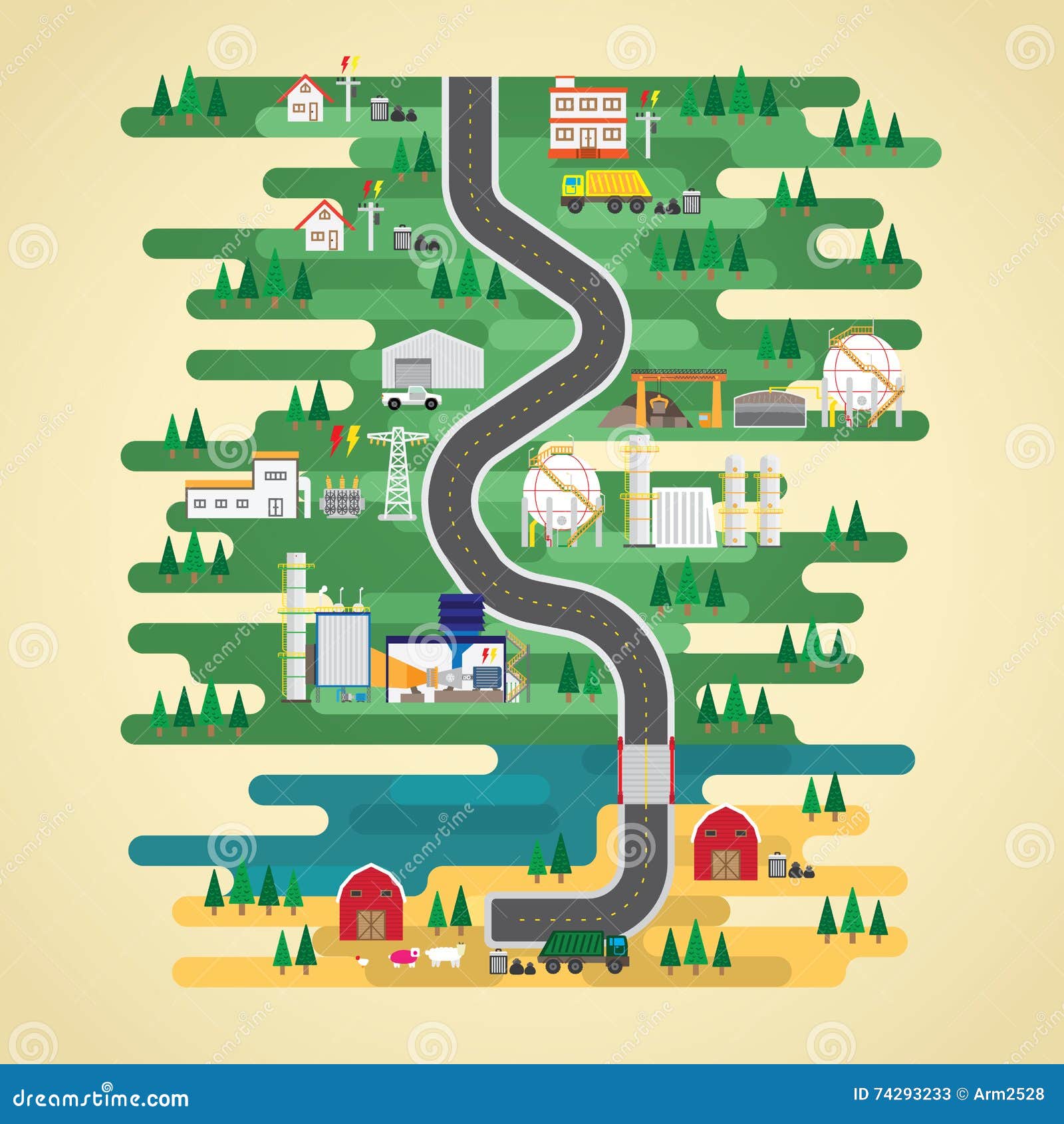 Landfill gas energy stock vector. Illustration of storage - 74293233