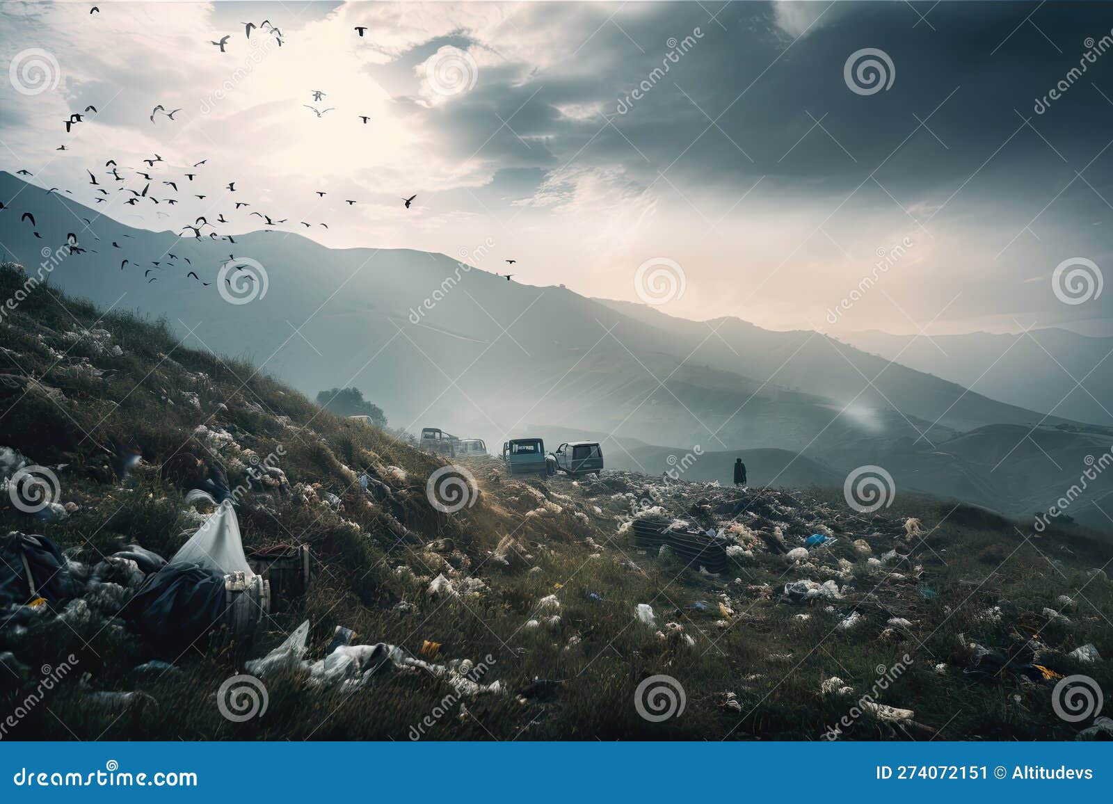 Landfill with Mountains of Garbage and Clouds of Flies Stock Image ...