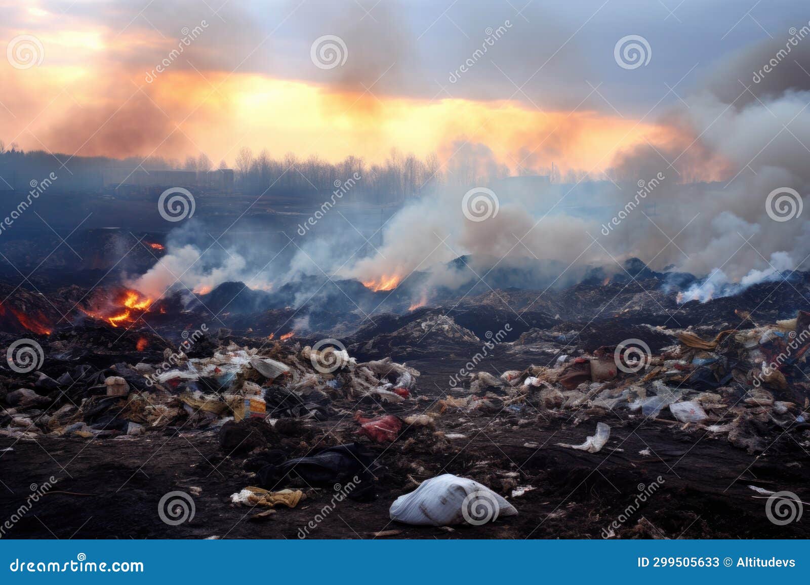 A Landfill Site with Visible Gas Emissions Stock Image - Image of ...