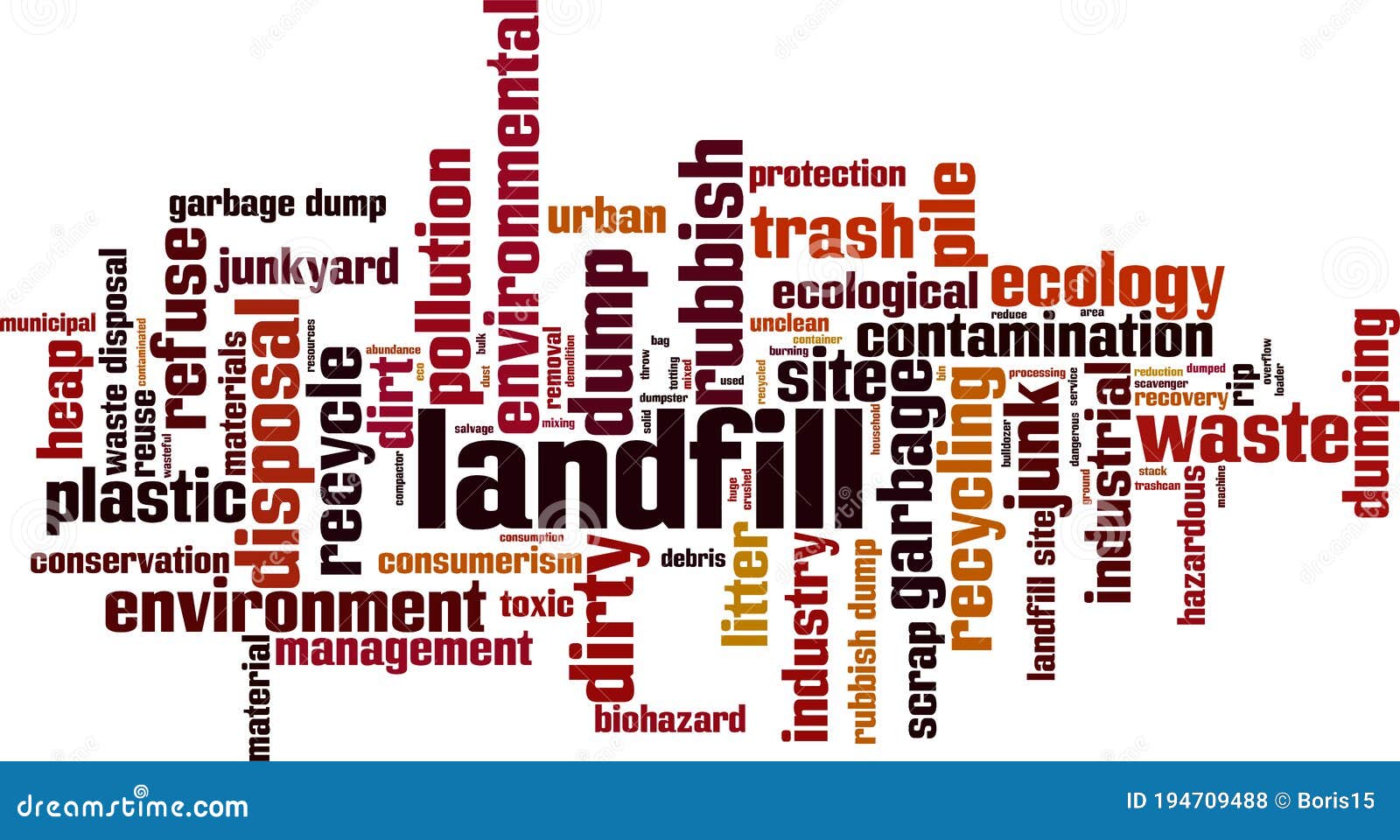 Landfill Word Represents Waste Management And Disposal Stock Image ...