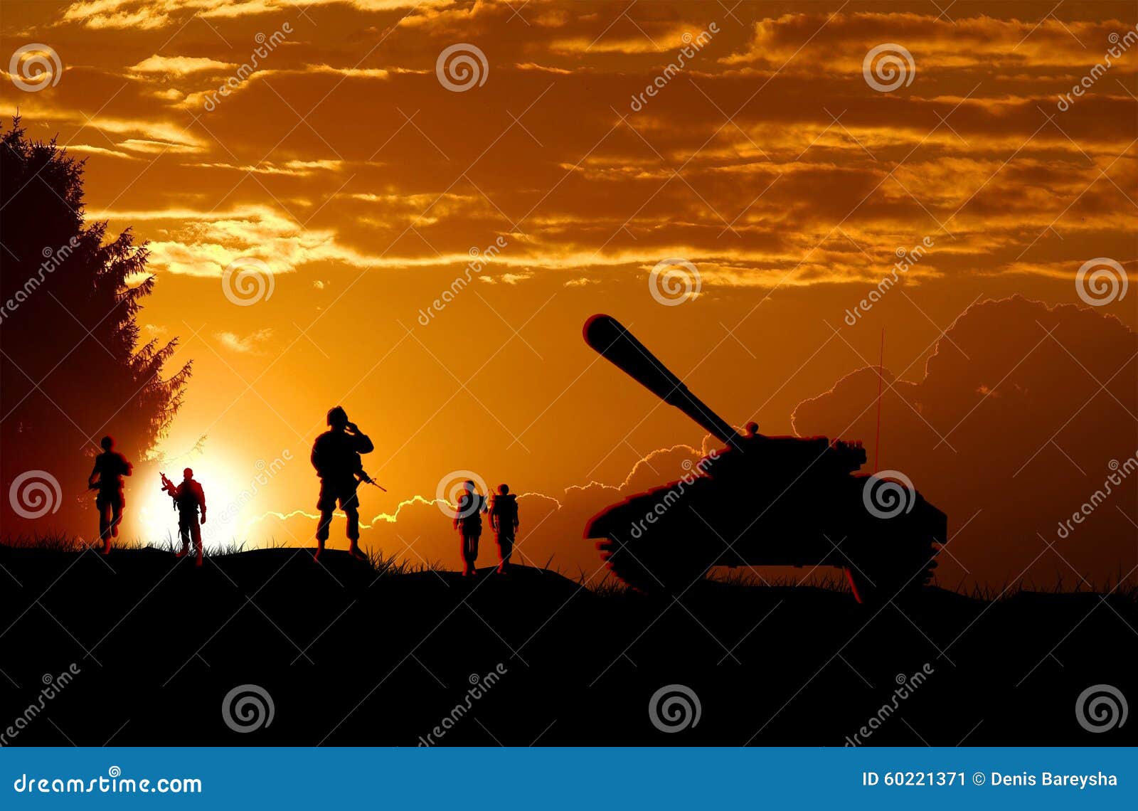 Landing of Army Soldiers at Sunset Stock Image - Image of aggression ...