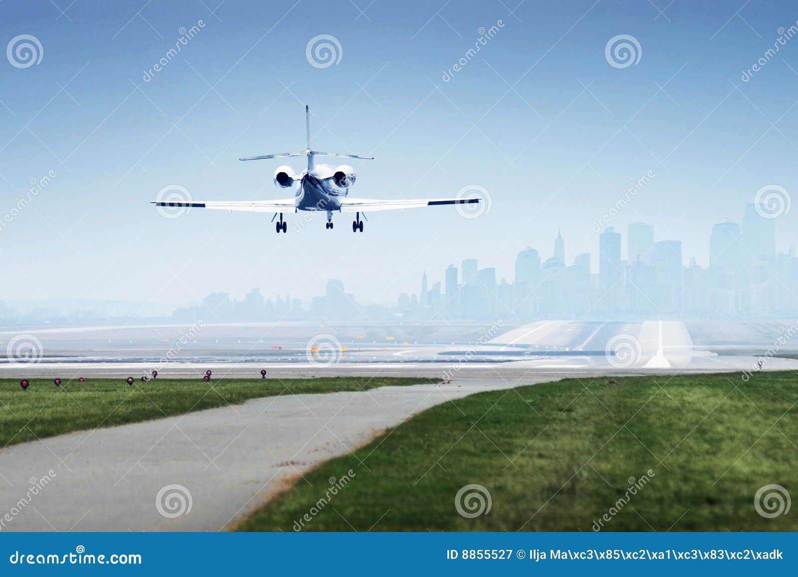 Landing Jetplane stock image. Image of downtown, business - 8855527