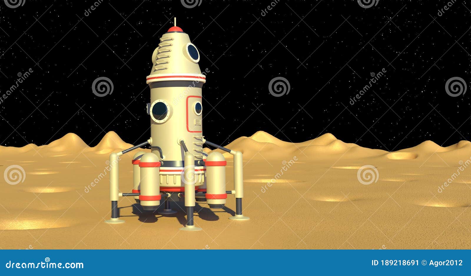 Landing Module Spaceship On Moon Surface Royalty-Free Illustration ...