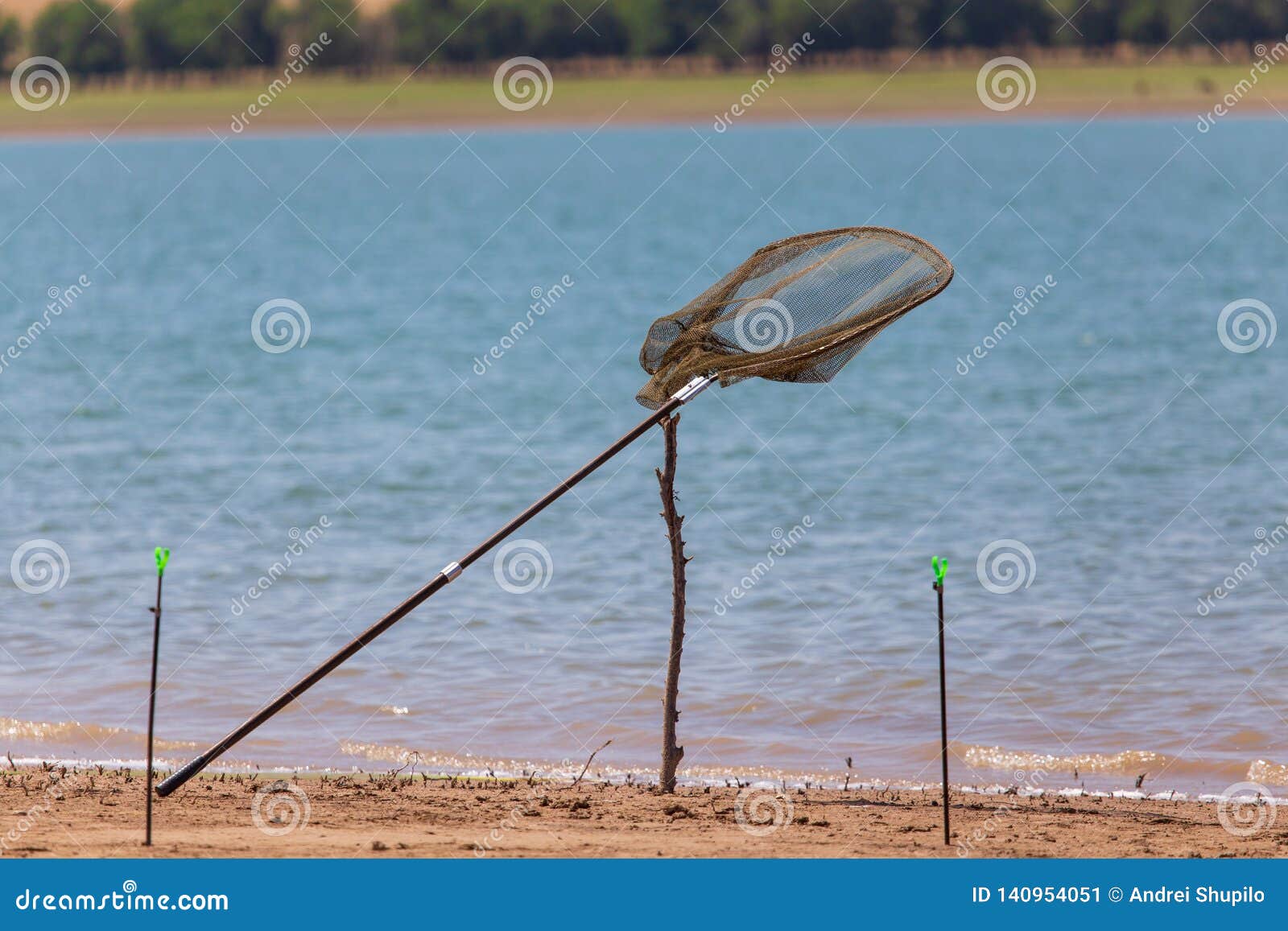Landing Net for Fishing on the Shore Stock Image - Image of success ...