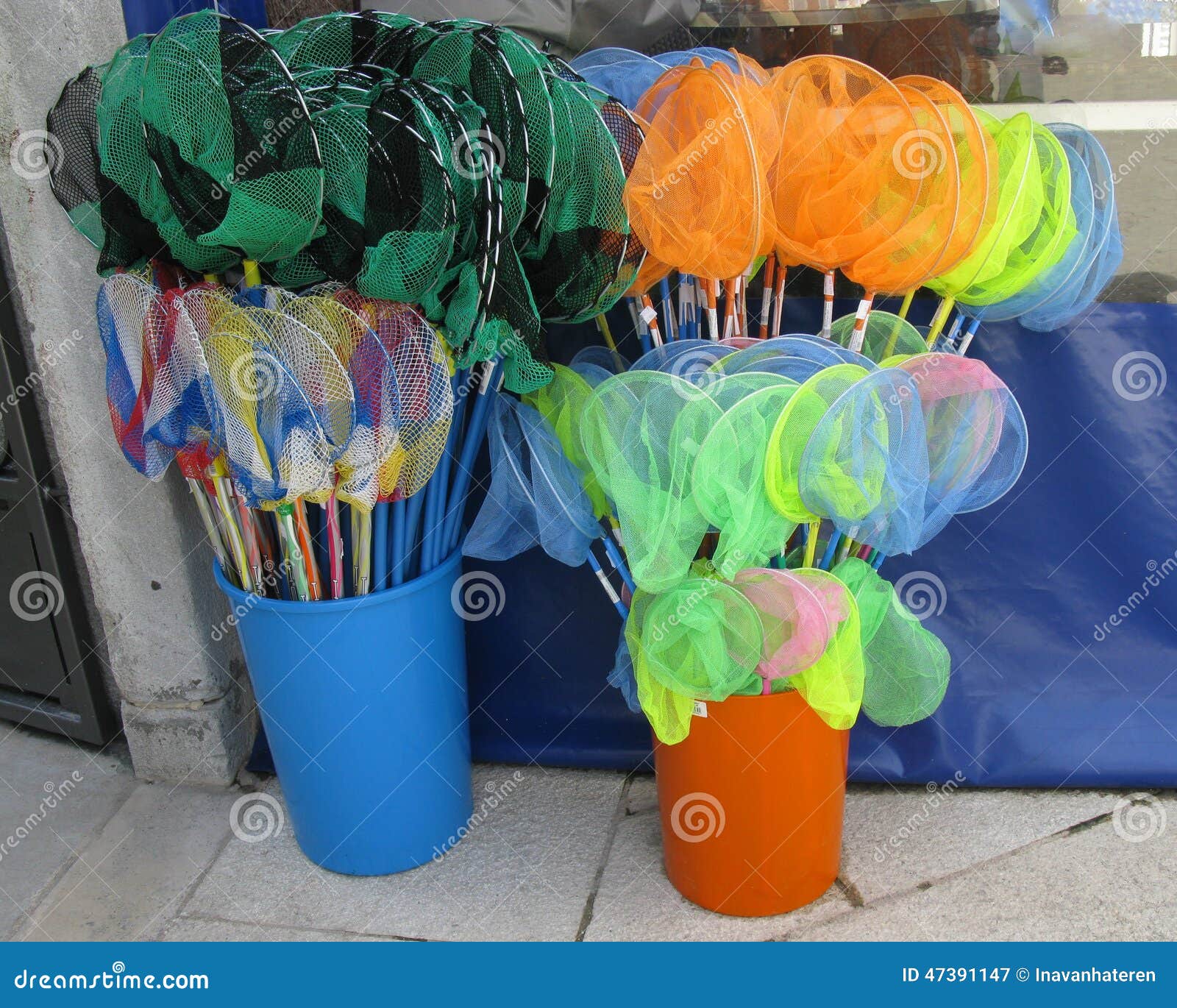 Landing Nets in Plastic Buckets Stock Image - Image of kcres, colors ...