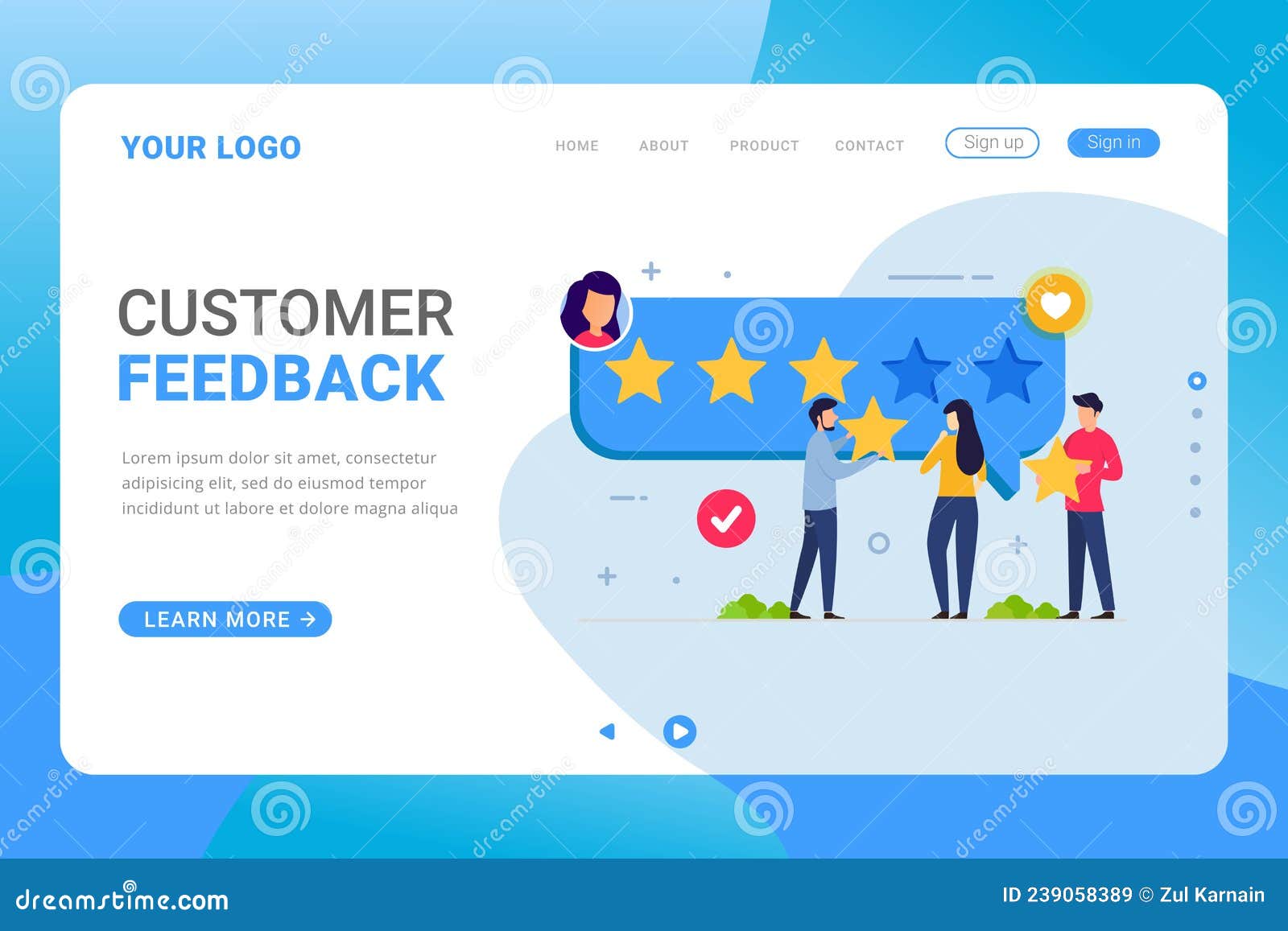 Landing Page Template Customer Reviews and Feedback Design Concept ...