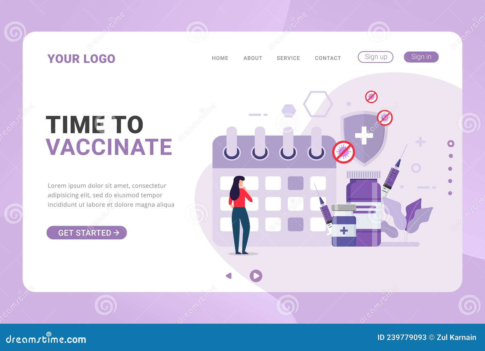 Landing Page Template Vaccination Schedule Design Concept Stock Vector ...