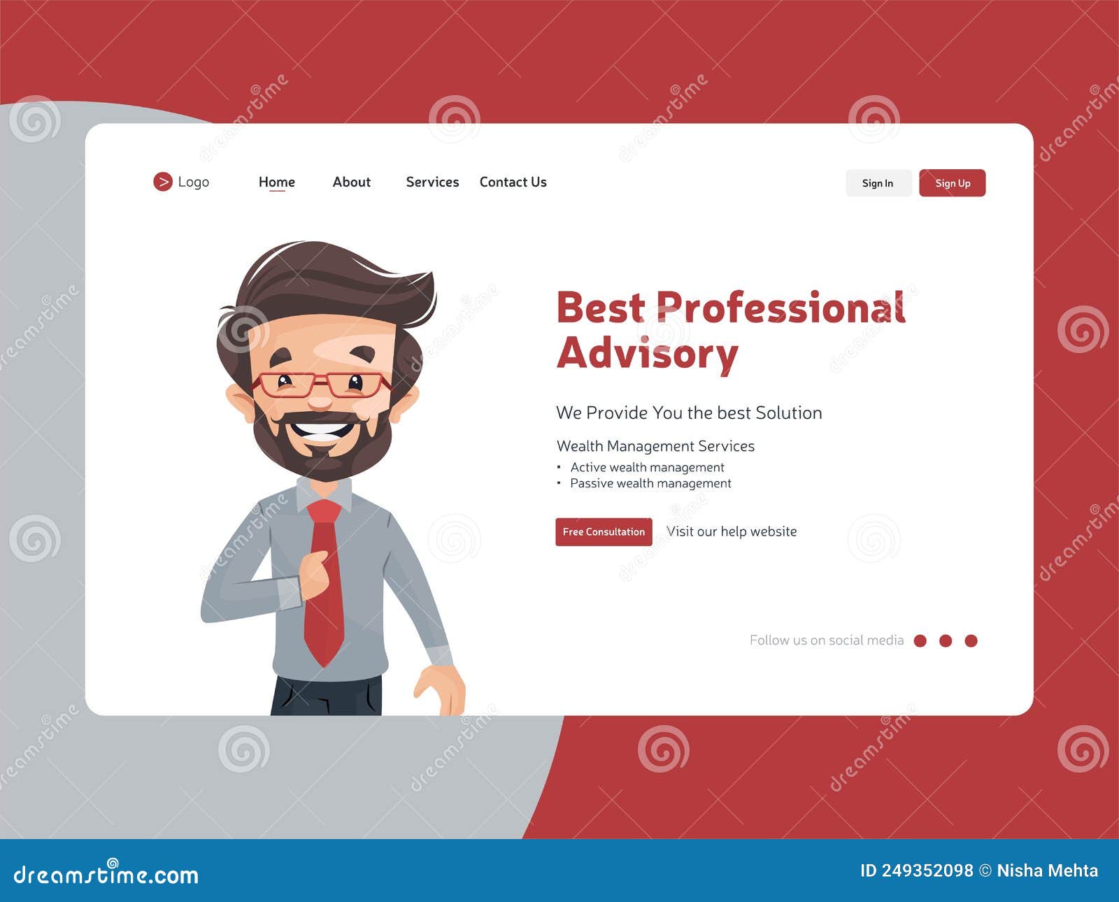 Landing Page Design of Best Professional Advisory Stock Vector ...