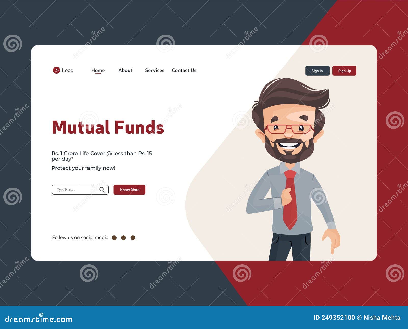 Landing Page Design of Mutual Funds Template Stock Vector ...