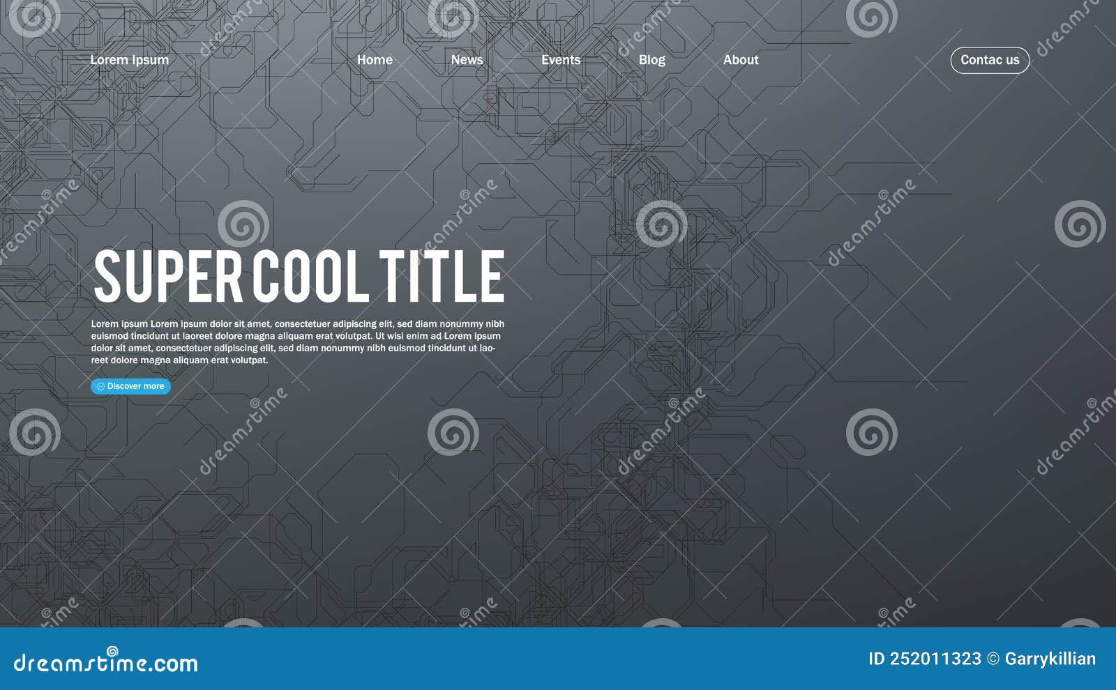 Landing Page Abstract Design with Big Data. Template for Website or App ...