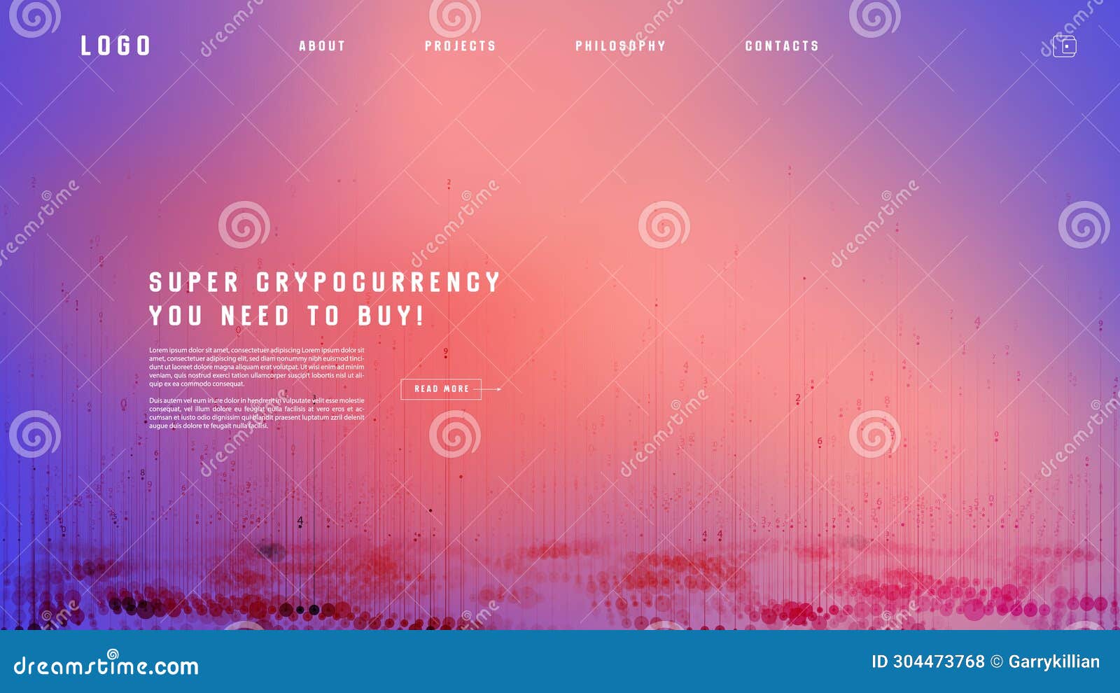 Landing Page Abstract Design with Big Data. Template for Website or App ...